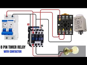 how to wire 8 pin timer relay with contactor for delay latching circuit