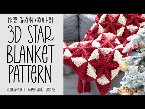 How to Crochet: Crochet 3D Star Blanket Pattern (Left Handed)