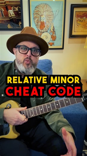 Marty Schwartz 🎸 on Instagram: "This Cheat Code Explains Major vs Minor Instantly! Here’s a powerful music theory shortcut: the relative major and minor. A minor and C major share the exact same notes, but the root changes what feels like “home.” That’s why their chords and scales look almost identical, especially in open positions and pentatonic shapes. Once you understand where the minor root sits versus the major root, you can instantly switch perspectives on the same scale. This little chea