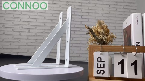 CONNOO 10 Pack Heavy Duty Shelf Triangle Brackets 8 inch x 6 inch, Thickness 90 Degree Angle Wall Mounted Shelf Support Corner Brace Joint Right L Brackets for Shelves White with Screw