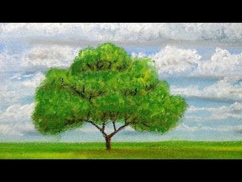 How to draw a tree at distance with pastels