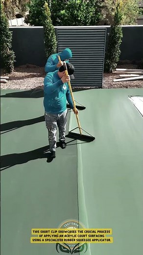 Acrylic Tennis Court Coating using Special Rubber Squeegee - Good Tools and Machinery in Daily Work