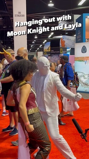 Just casually spotted Moon Knight and Layla is a normal occurrence at #d23. #moonknight #mcu #mcuedit #d23 #d23expo #marvel #marveledits #disney #disneyfans #disneyplus #disneyinsta #disneycosplay | Chip and Company