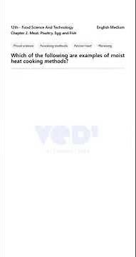 Moist Heat Cooking Methods Quiz