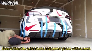 WildWell Full Body Kit For 2017-2023 Tesla Model 3, Rear Spoiler, Rear Diffuser, Front Lip, Side Skirts, Fog Light Trims Model 3 Accessories Carbon Fiber Painted