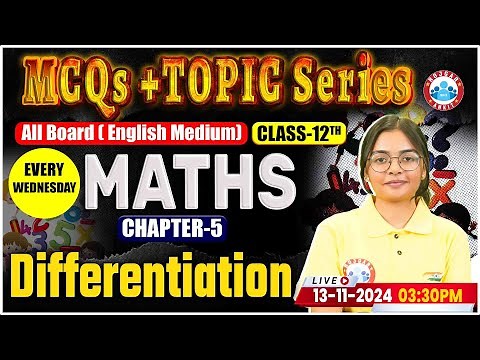 Class 12 Maths Chapter 5 Differentiation MCQs | 12th Maths MCQs & Topics Series By RWA