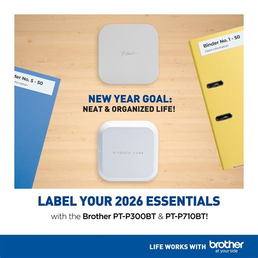 Start 2026 organized and tidy with the Brother Cube Series PT-P300BT & PT-P710BT. Sleek, portable, and easy to use, these label printers let you print labels up to 12mm or 24mm. Connect via Bluetooth and personalize your labels with symbols, frames, and fonts to neatly organize your home, office, or creative space. Work smarter, live better, let Brother handle the rest this new year! 🙌 #LifeWorksWithBrother #BrotherPH #BrotherAtYourSide #BrotherLabelPrinter #PTouchCube | Brother Philippines