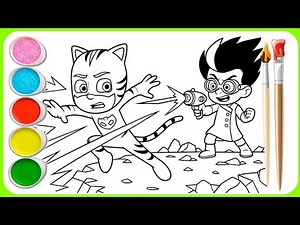 Coloring PJ Masks Catboy and Romeo - Easy and Fun | PJ Masks Drawing and Coloring for Kids