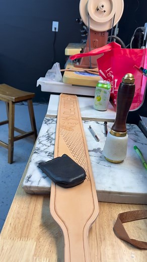 One stamp at a time. #leather #leathertooling #barrykingtools @hermannoakleather | Tim Garren