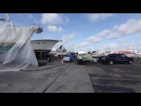 Dustless Blasting a 61 Foot Steel Boat