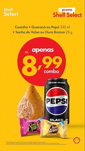 67 reactions | A fome apareceu? A gente resolve! 殺 Imagina só: uma coxinha (frango ou frango com requeijão) quentinha, um refri (lata 350ml) geladinho e, pra fechar com chave de ouro, um bombom dos seus favoritos (Sonho de Valsa ou Ouro Branco 80gr). Tudo isso por apenas R$8,99! Tá fácil, né? Vem agora pra Shell Select! | Shell | Facebook