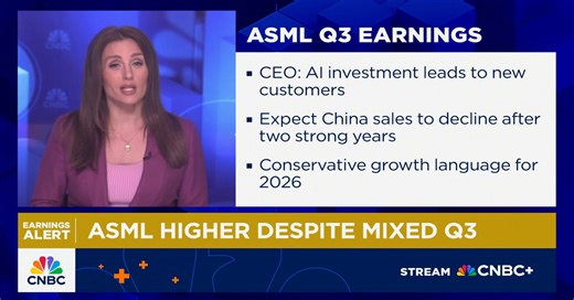 ASML higher despite mixed third quarter earnings