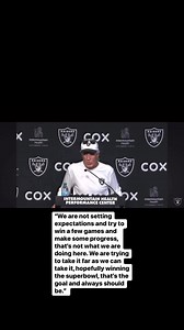 9.7K views · 327 reactions | “We are not setting expectations and try to win a few games and make some progress, that’s not what we are doing here. We are trying to take it far as we can take it, hopefully winning the superbowl, that’s the goal and always should be.” | Raider Nation Worldwide | Facebook