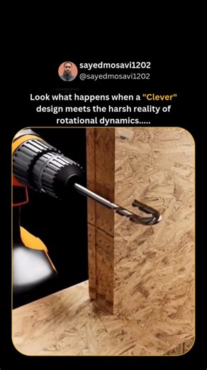 Sayed | Full stack dev - IT Consultant on Instagram: "3D Printing Fails: When "Genius" Designs Meet Real Physics! 🖨️💥 Ever dreamed up a slick 3D print that looks perfect in CAD, only to watch it self-destruct in reality? This hilarious clip nails it: A hooked drill bit meant to snake around corners starts as a smooth animation dream, gets rapid-prototyped on a 3D printer (probably with PLA filament for that quick build), and then... physics crashes the party! As the drill spins, centrifugal fo