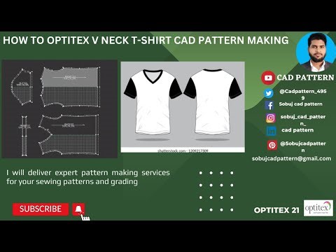 how to make V Neck t-shirt cad pattern Optitex21 Tutorial | Bangle tutorial