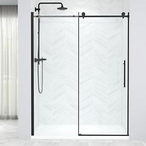 [Hot Item] Matte Black Sliding Shower Enclosures Bypass Soft-Close Shower Door