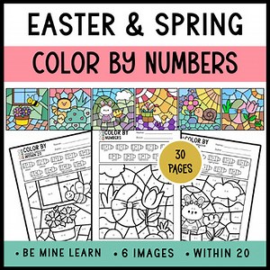 Easter Color by Number | Spring Addition & Subtraction Color by Number |up to 20