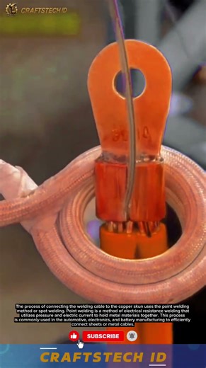 The process of connecting the welding cable to the copper skun uses the point welding method #tech