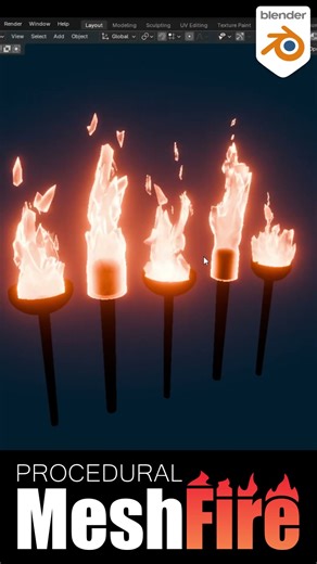 Procedural Mesh Fire - Blender Geometry Nodes modifier