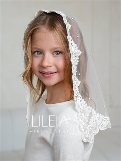 Girls Pearl Veil, First Communion Veil With Pearls, Flower Girl Veil - Etsy