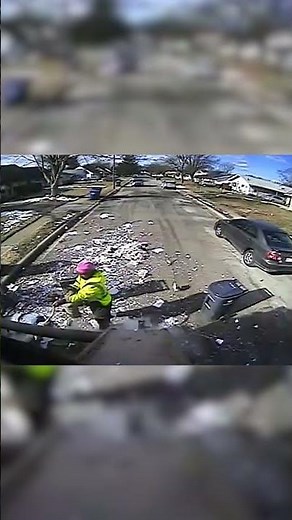 Shocking moment oxygen tank explodes in garbage truck