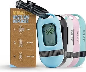 SVD.PET Dog Poop Bag Dispenser, Retractable Waste Bag Fits Any Dog Leash, 15 Waste Bags, Poop Bag Holder, Doggy Walking Accessory (Columbia Blue)