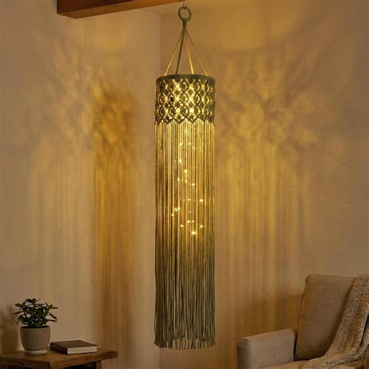 Neutral Macrame Fringe Lamp Shade Cover for Boho Light Decor U35 - Etsy