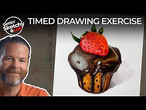 Drawing a Muffin with Colored Pencils and Markers - Timed Drawing Exercise