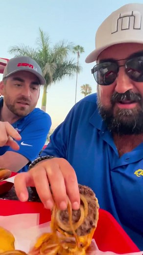 Have you ever tried the Flying Dutchman on the In-N-Out Burger secret menu?? Things got messy for the crew after #RamsCamp 🧅😳 | ESPN Los Angeles