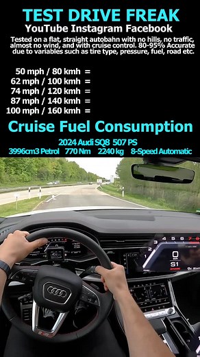 TEST DRIVE FREAK on Instagram: "2024 Audi SQ8 507 PS #Audi #SQ8 #AudiSQ8 #Acceleration #Autobahn"