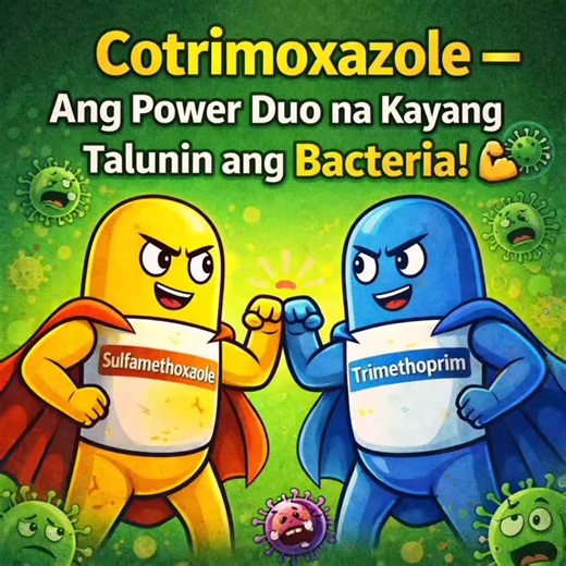 Cotrimoxazole Explained 🇵🇭 | Ang Antibiotic Power Duo na Kayang Talunin ang Bacteria 🔹 Description Ano ang mangyayari kapag dalawang antibiotics ang nagsanib-pwersa? 🤝 Sa video na ito, ipapaliwanag natin ang Cotrimoxazole — ang power duo ng sulfamethoxazole at trimethoprim na nagtutulungan para pigilan ang paglaki ng bacteria. Simple at madaling intindihin ang discussion tungkol sa: ✔️ paano ito gumagana ✔️ saan ito ginagamit (UTI, pneumonia, PCP) ✔️ dosage, side effects, drug interactions, 