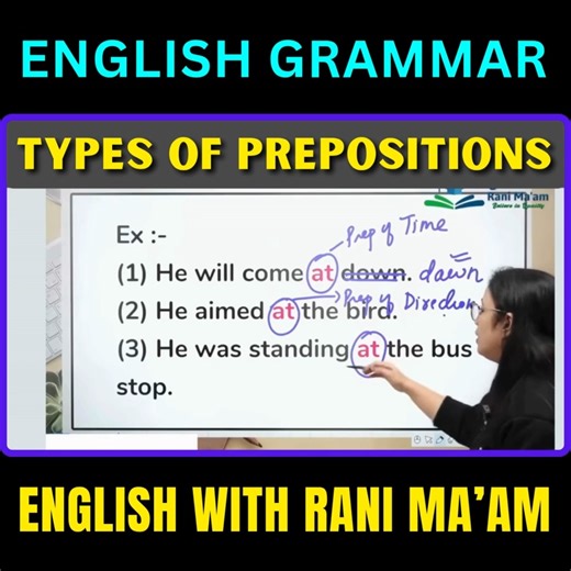 Types of Prepositions | Grammar | English With Rani Ma'am | English With RANI MAM