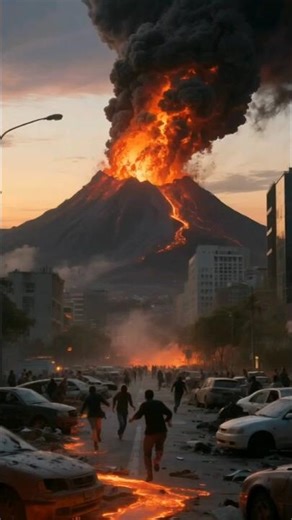Volcano Eruption Near the City | Hyper-Realistic AI Disaster Simulation