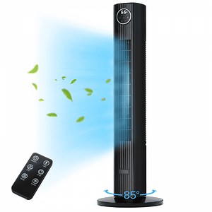 KISSAIR 35" Tower Fan with Remote, 3 Speeds, 4 Modes, LED Display, 12H Timer, 85° Oscillating, Bladeless Quiet Fan for Bedroom, Home & Office, Black