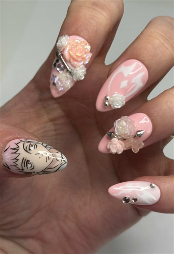 Pink Yuji set💕 #jjk #jujustukaisen #jjkseason3 #yujiitadori #nailart