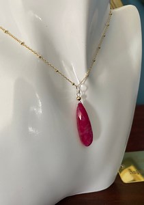 Genuine Ruby Teardrop Pendant: Two-tone Gold & Sterling Silver Necklace - Etsy