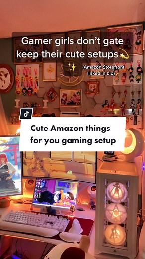 A list of my fav cute gaming setup items 🥰💫 everything is listed in my Amazon storefront! #gamingsetup #gamersetups #gamergirlsetups #gaming #gamer #gamergirl #gamergirls #amazon