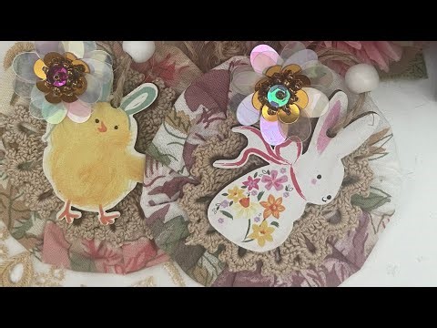 Simple DIY Fabric Scrap Circle Vintage Layered Gift Tags | Quick Tutorial Easter Basket Hanging Tags