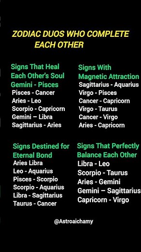 ZODIAC DUOS WHO COMPLETE EACH OTHER #astrology #astro #zodiac #zodiacsign #shorts