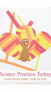 We love a craft that helps develop your little ones scissor skills!! This turkey craft is a fun way to work in some scissor practice with your kiddo #scissorskills #prekcraft #scissorpractice #turkeycraft #thanksgivingcraft #papercraftsforkids | Construction Paper Crafts for Kids