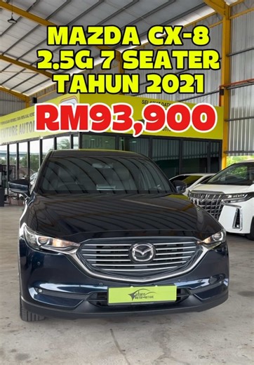 MAZDA CX-8 2.5G 7 Seater UNDER WARRANTY & FULL SERVICE RECORD BY MAZDA Condition👍 Type: Inline-4, DOHC, 16-valve with VVT Displacement: ~2,488 cc Power: Around 190 PS (≈188 hp) @ ~6,000 rpm Torque: ~252–258 Nm @ ~4,000 rpm Transmission: 6-speed SkyActiv-Drive automatic Drivetrain: FWD standard Fuel: Petrol 7-seat configuration Push-button start/stop Auto-dimming rearview mirror. Wireless phone charging (on some trims) USB charging ports for rear/third row passengers Frameless rearview mirror an