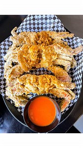 Fried Blue crabs is a specialty here at Mr. Shucks Seafood in Brunswick Ga! Alright before y’all ask, we fry blue crabs in the South and our customers LOVE IT. 🦀🦀We make the breading ourselves seasoned to perfection and guests like to get a little crust with some meat when they crack it open! We also have garlic crabs and snow crab legs so don’t get mad about these fried crabs. Come see us! We have a lot of seafood and some non seafood options too. ❤️ #seafoodlover #seafoodmukbang #bluecrabs #