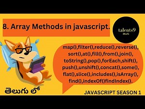 Array Methods in javascript (telugu) || array methods in Js for javascript learners|| js full course