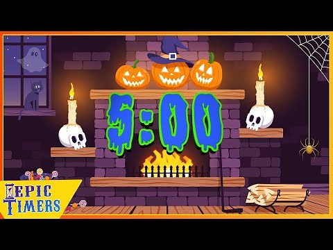 5 Minute Countdown Timer with Relaxing Halloween music for classrooms!