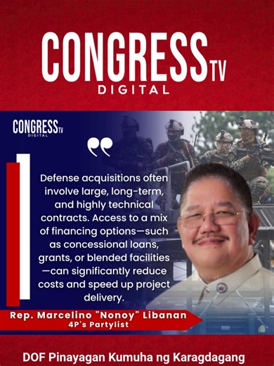 Pinalakas ng 2026 General Appropriations Act ang AFP modernization program matapos pahintulutan ang Secretary of Finance na kumuha ng karagdagang pondo, kabilang ang loans at grants, para sa mga proyektong pangdepensa. Ayon kay House Minority Leader Marcelino “Nonoy” Libanan, magbibigay ito ng mas malaking flexibility upang mapabilis at mapababa ang gastos sa mga acquisition ng makabagong kagamitang militar. Layunin ng hakbang na palakasin ang kakayahan ng AFP at matiyak ang tuloy-tuloy na moder