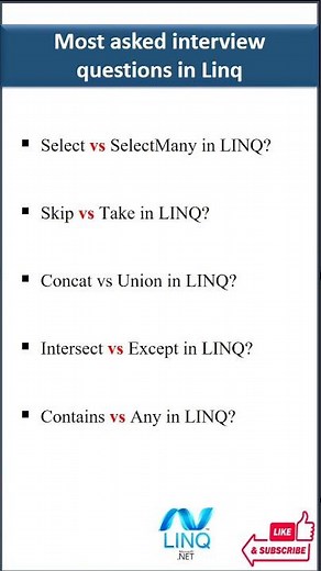 Linq Interview Questions you may face #linq #linqinterviewQuestions