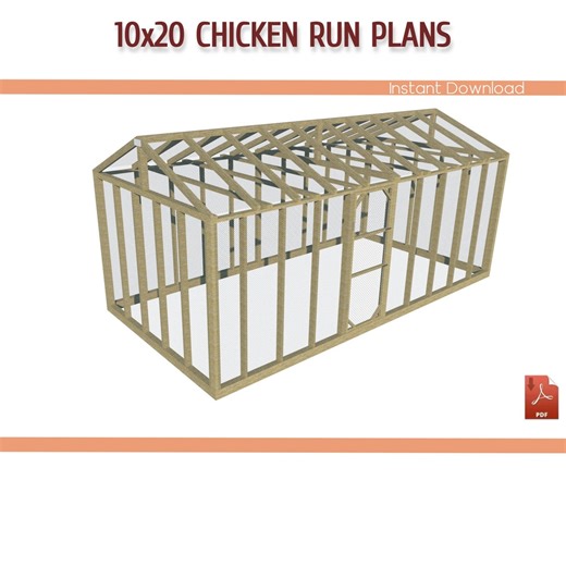 10x20 Large Chicken Run Plans – DIY Walk-in Coop Run (PDF Download) - Etsy Australia