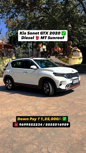 Nilesh Udmale on Instagram: "✅Kia Sonet GTX 2020 Diesel ⛽️ Manual gear Sunroof 1st Owner, 84000km Running, Insurance End, Price ₹ 9,85,000/- Negotiable slightly Push Button start, compact SUV Big Cabin. high ground clearance, alloy wheels 🛞 steering control Smart infotainment Navigation voice command, 5 passenger seat, Airbags ABS EBD, tilt and telescopic Collapsable safety steering, auto climate control 🥰 Non accident, Warranty cover 1 year, Big Cabin sporty look, Advance features, long life