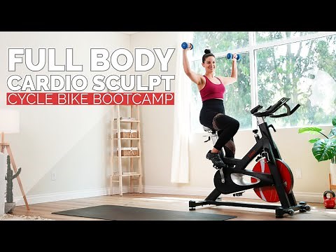 Full Body Cardio Sculpt Cycle Bike Bootcamp with Dumbbells