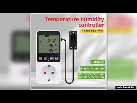 Digital Temperature Humidity Controller LCD Display Thermostat Timer Socket Heating Cooling Alarm W